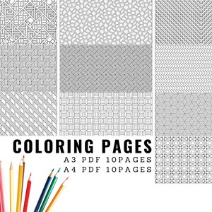 10 Printable PDF Geometric Coloring Pagesa3 A4 Adult PDF - Etsy