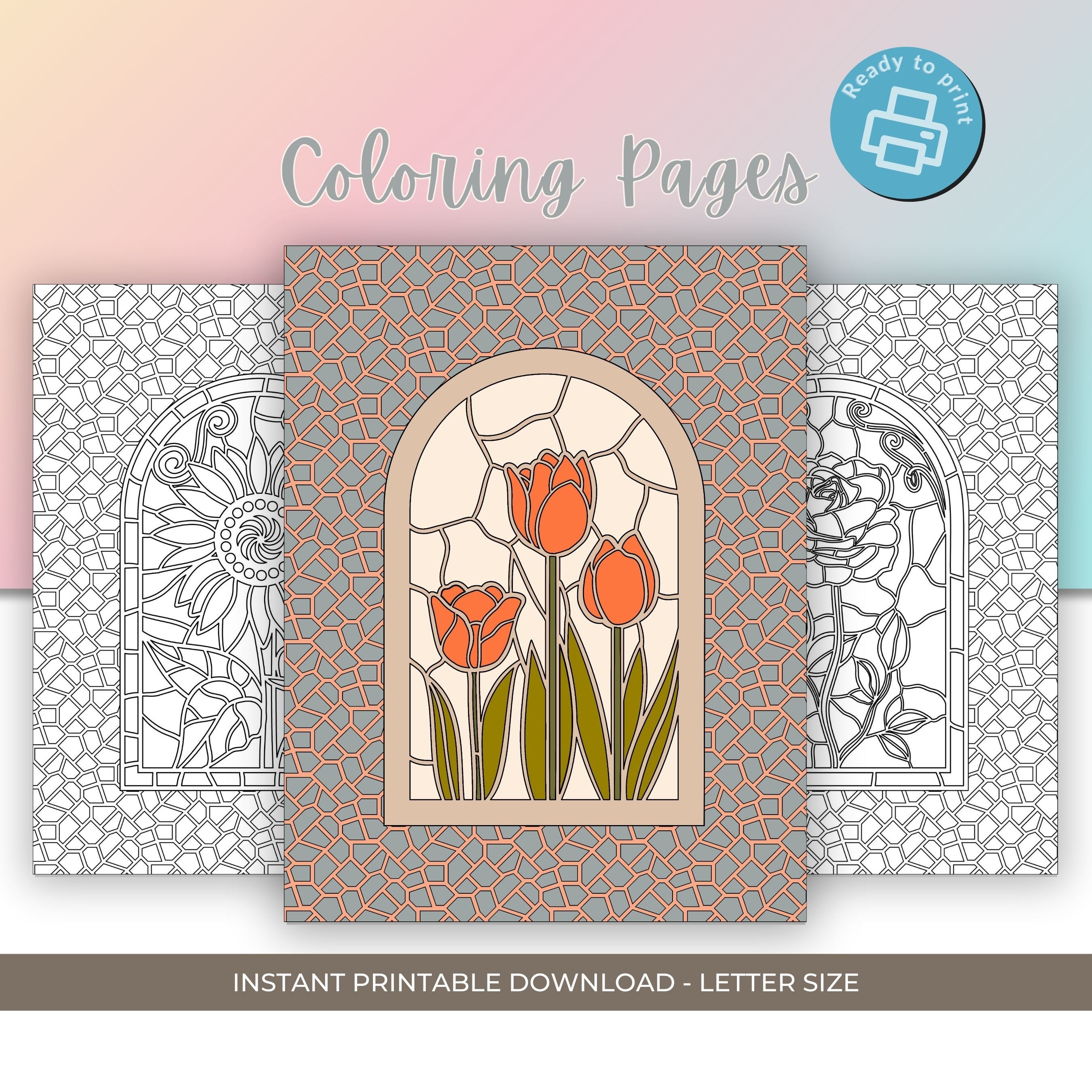 Flower Coloring Pages Floral Coloring Pages Relaxing Stress Relief ...