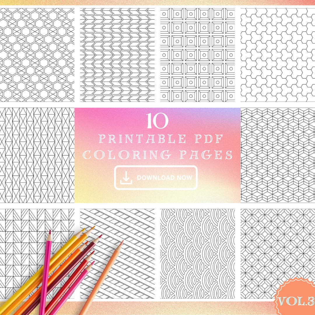 10 Printable Patterns Coloring Pages A4 PDF Coloringshapes - Etsy