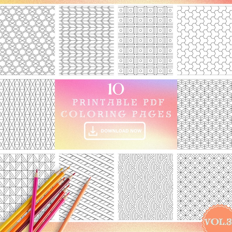 10 Printable Patterns Coloring Pages, A4 PDF Coloring,shapes Coloring ...