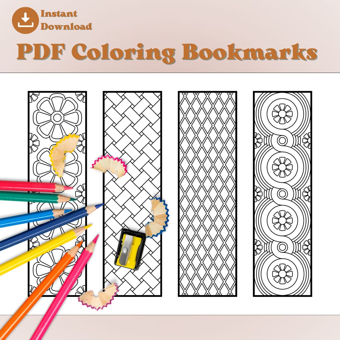 Printable Bookmarks PDF Coloring Cute Bookmark Stress Relief - Etsy