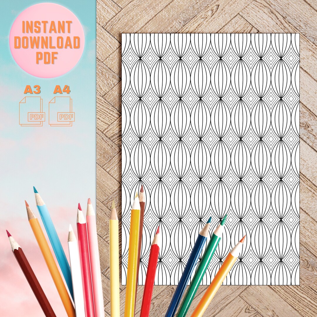 Abstract Pattern Coloring Sheet Seamless Creativity Activity - Etsy