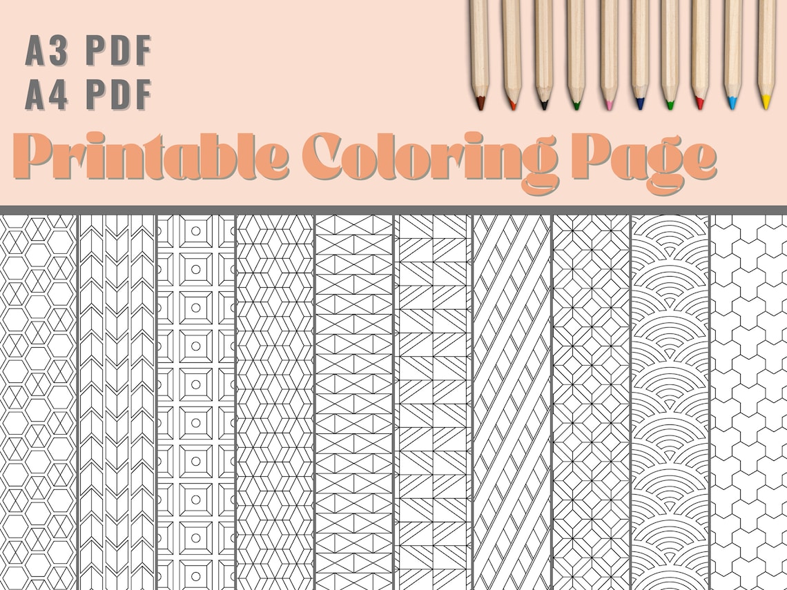 10 Printable Patterns Coloring Pages, A4 PDF Coloring,shapes Coloring ...