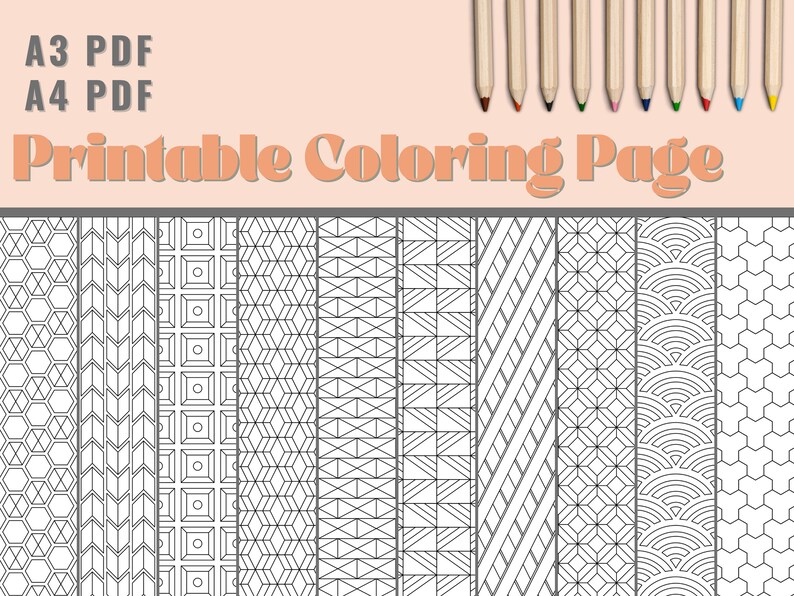 10 Printable Patterns Coloring Pages, A4 PDF Coloring,shapes Coloring ...
