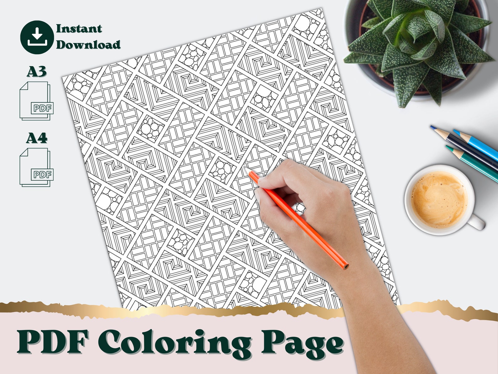 Zendoodle Geometric Art PDF Coloring Different Geometric - Etsy