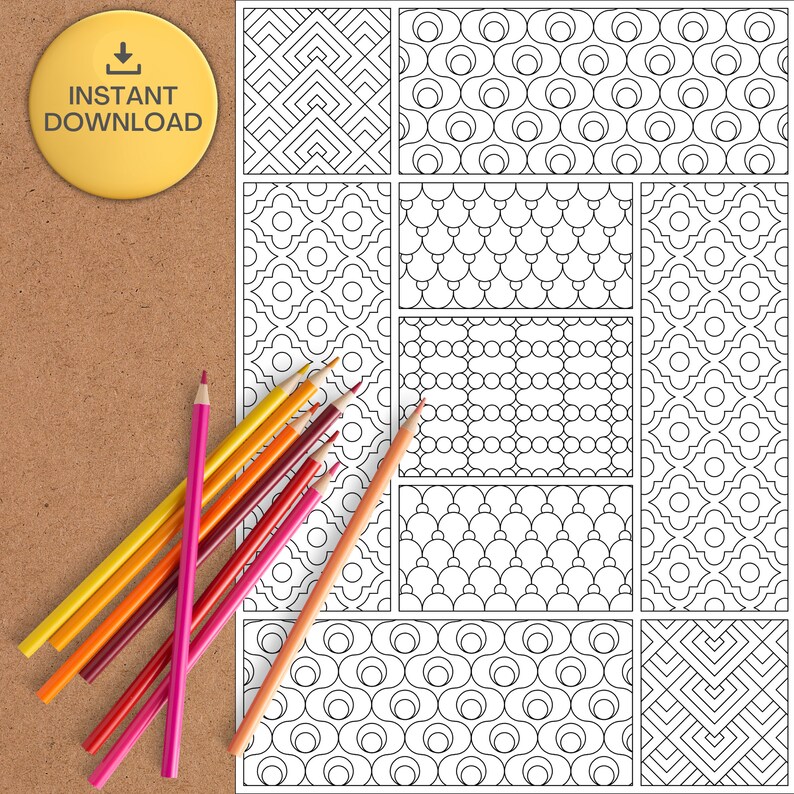 Quilt Pattern Intricate Coloring, Aesthetic Design Anti Anxiety Color ...