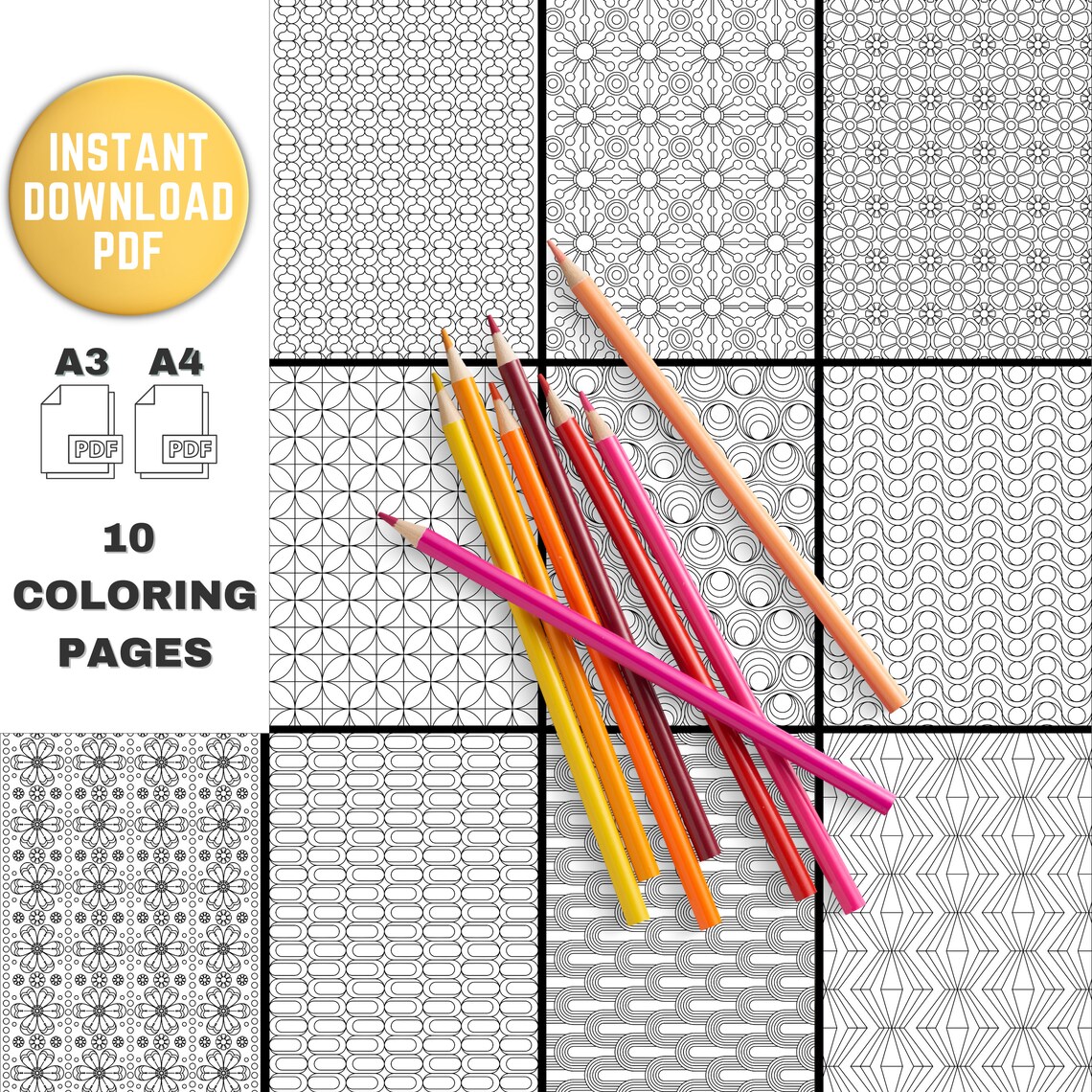 Geometric Design Adult Colouring Book Geometric Shapes and - Etsy