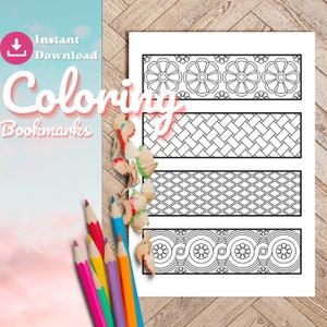 Printable Bookmarks PDF Coloring Cute Bookmark Stress Relief - Etsy