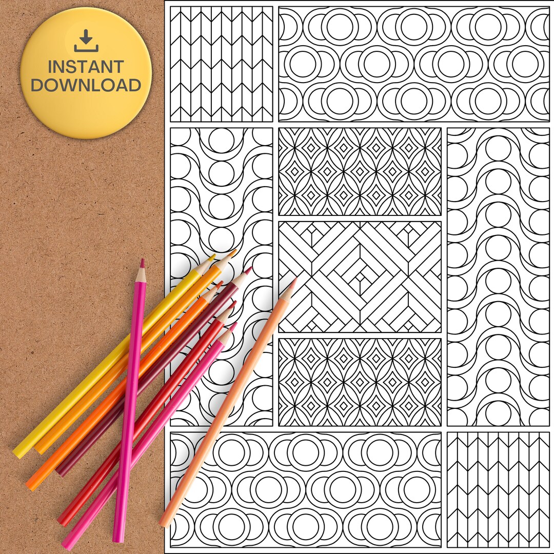 Black and White Stress Relief Shapes Coloring, Calming Patterns ...