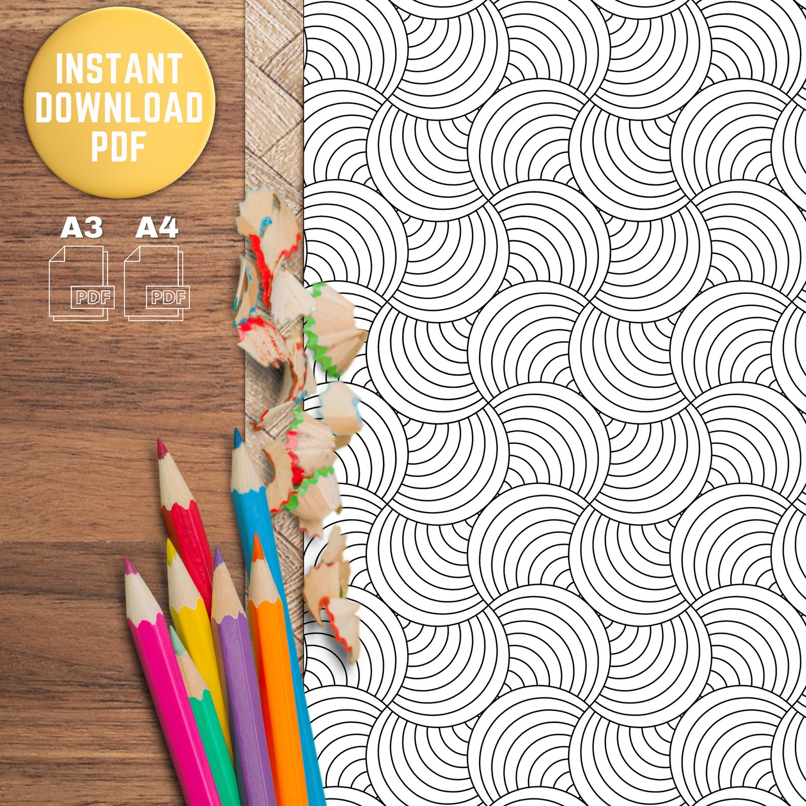 Abstract Wave Pattern Coloring Page Retro Themed Therapeutic - Etsy