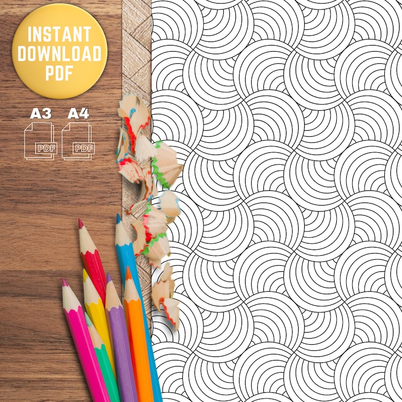 Abstract Wave Pattern Coloring Page Retro Themed Therapeutic - Etsy