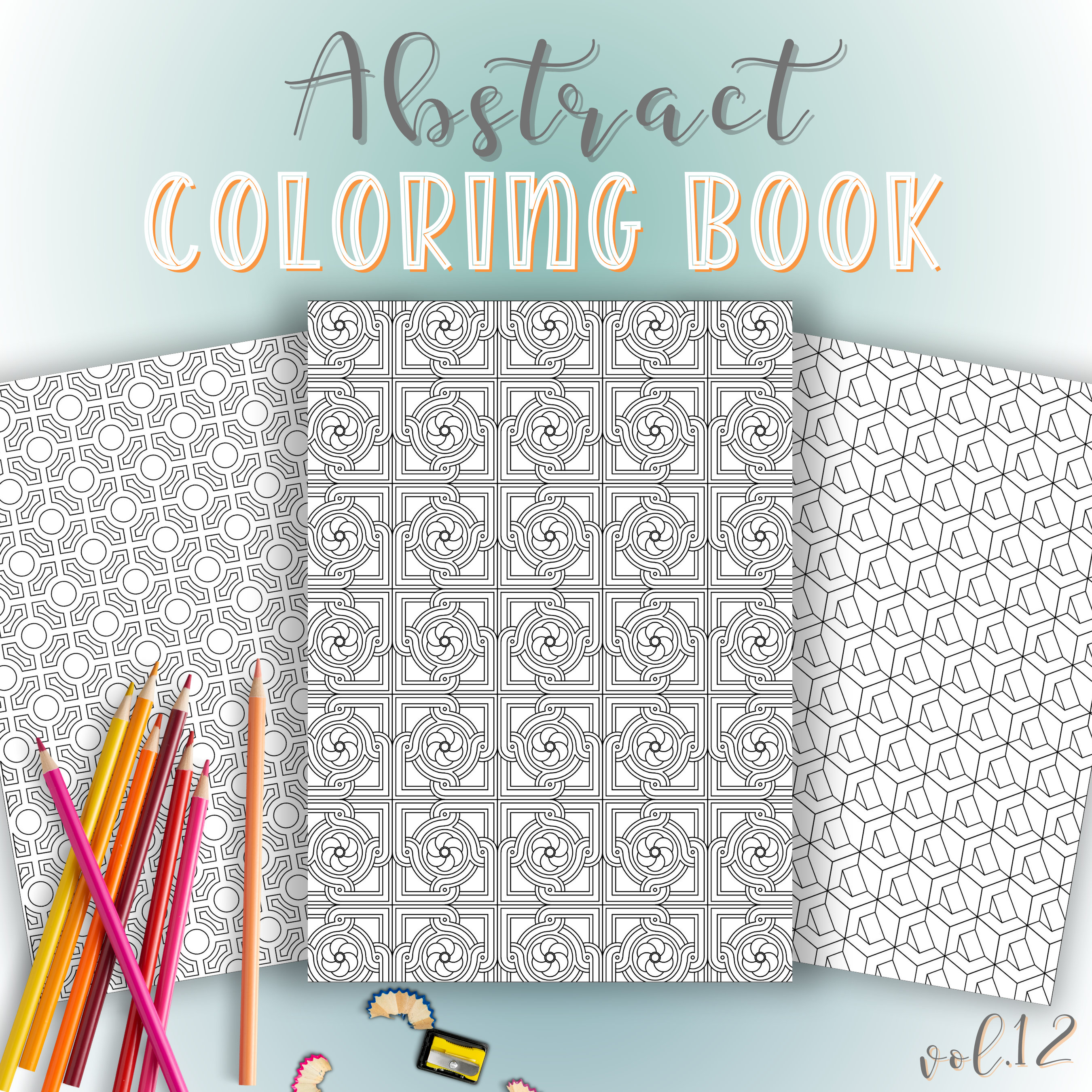 Geometric Shapes Adult Coloring Pages | Stress Coloring Book | Seamless ...