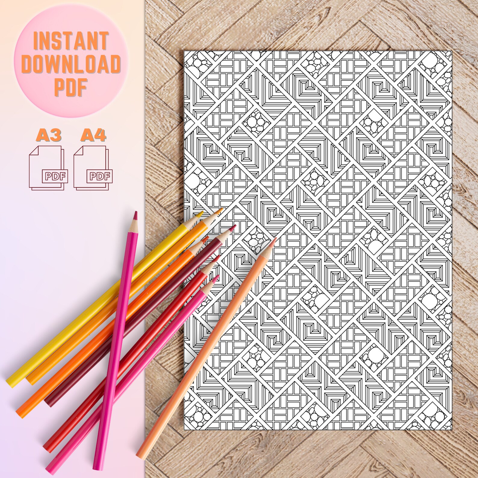 Zendoodle Geometric Art PDF Coloring Different Geometric - Etsy