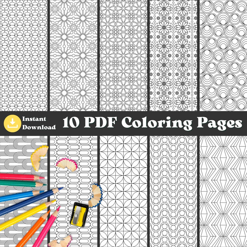 Geometric Design Adult Colouring Book Geometric Shapes and - Etsy