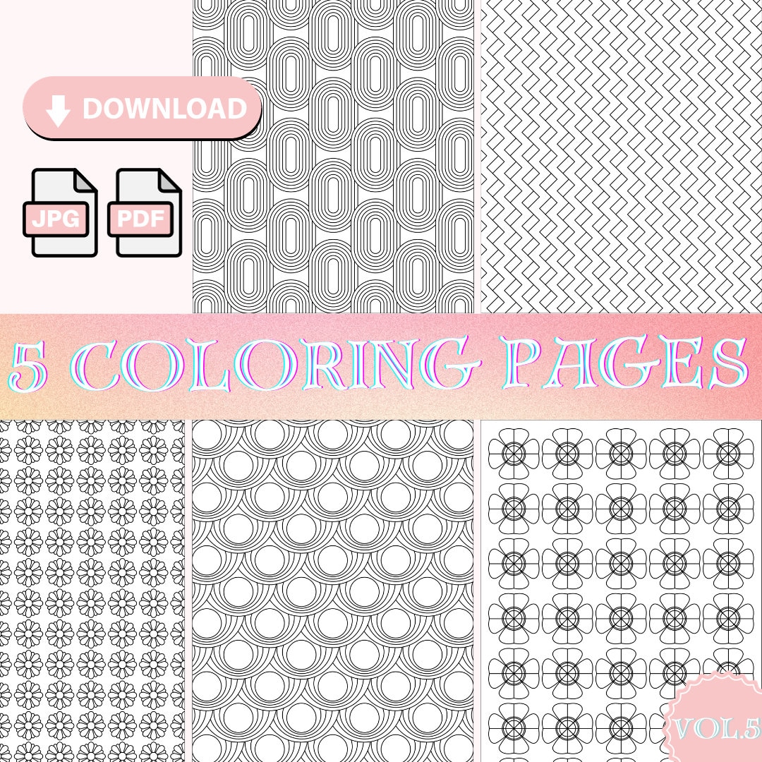 Pattern Coloring PDF Printable Stress Relief Coloring Color Therapy ...