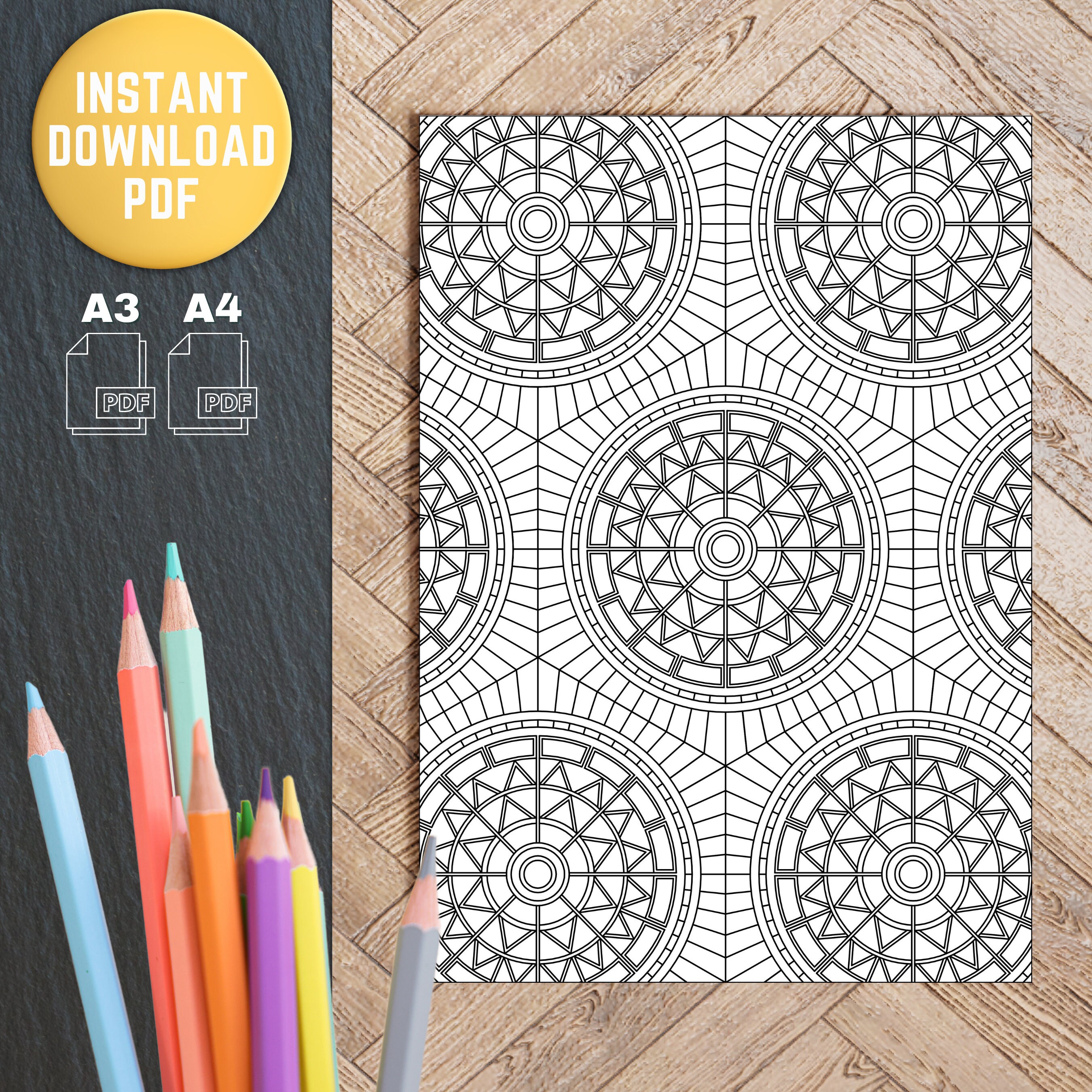 Different Geometric PDF Coloring, Seamless Hexagon Pattern Geometric ...