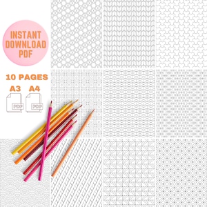 10 Printable Patterns Coloring Pages, A4 PDF Coloring,shapes Coloring ...