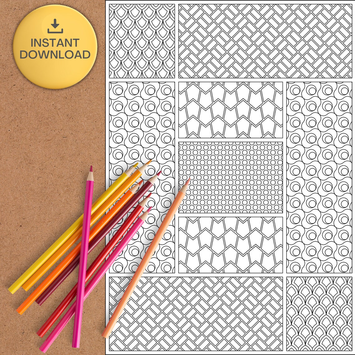 Anti Anxiety Therapy Activity Shapes Coloring, Different Geometric ...