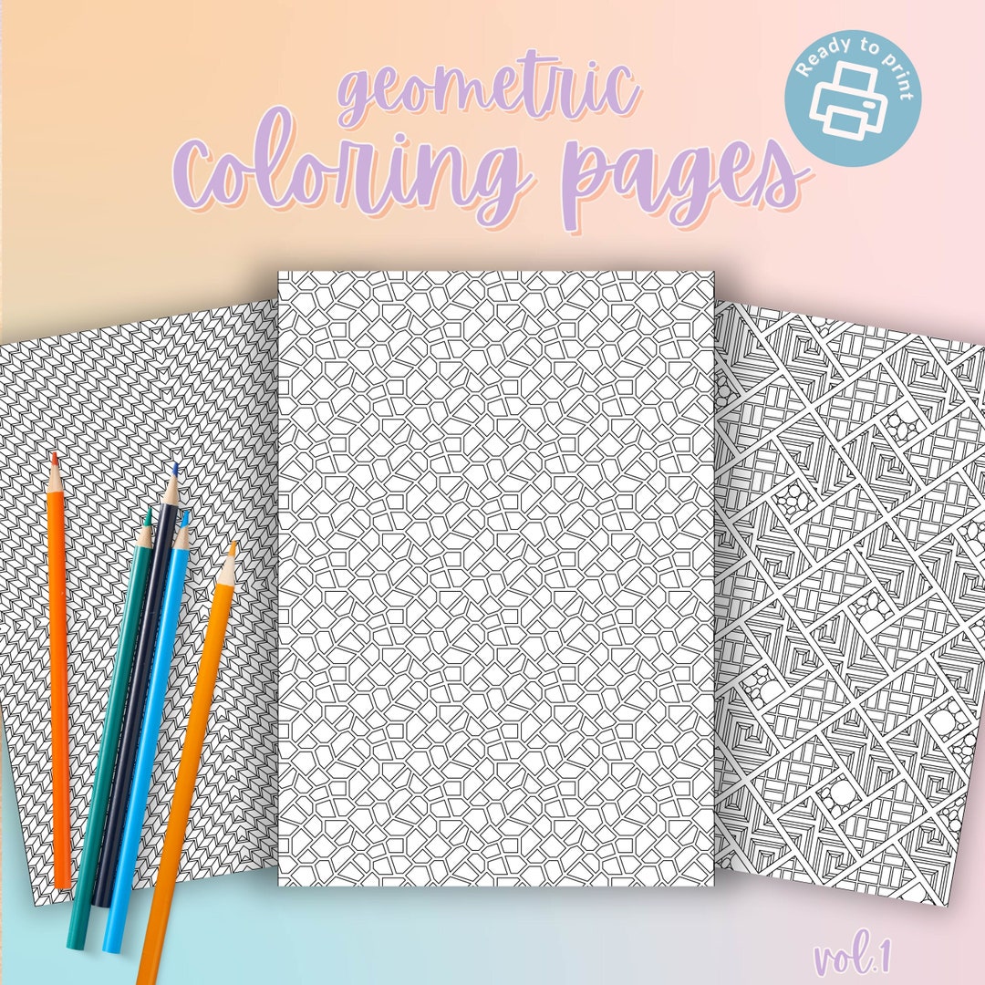 10 Printable PDF Geometric Coloring Pages, A4 Adult PDF Patterns ...