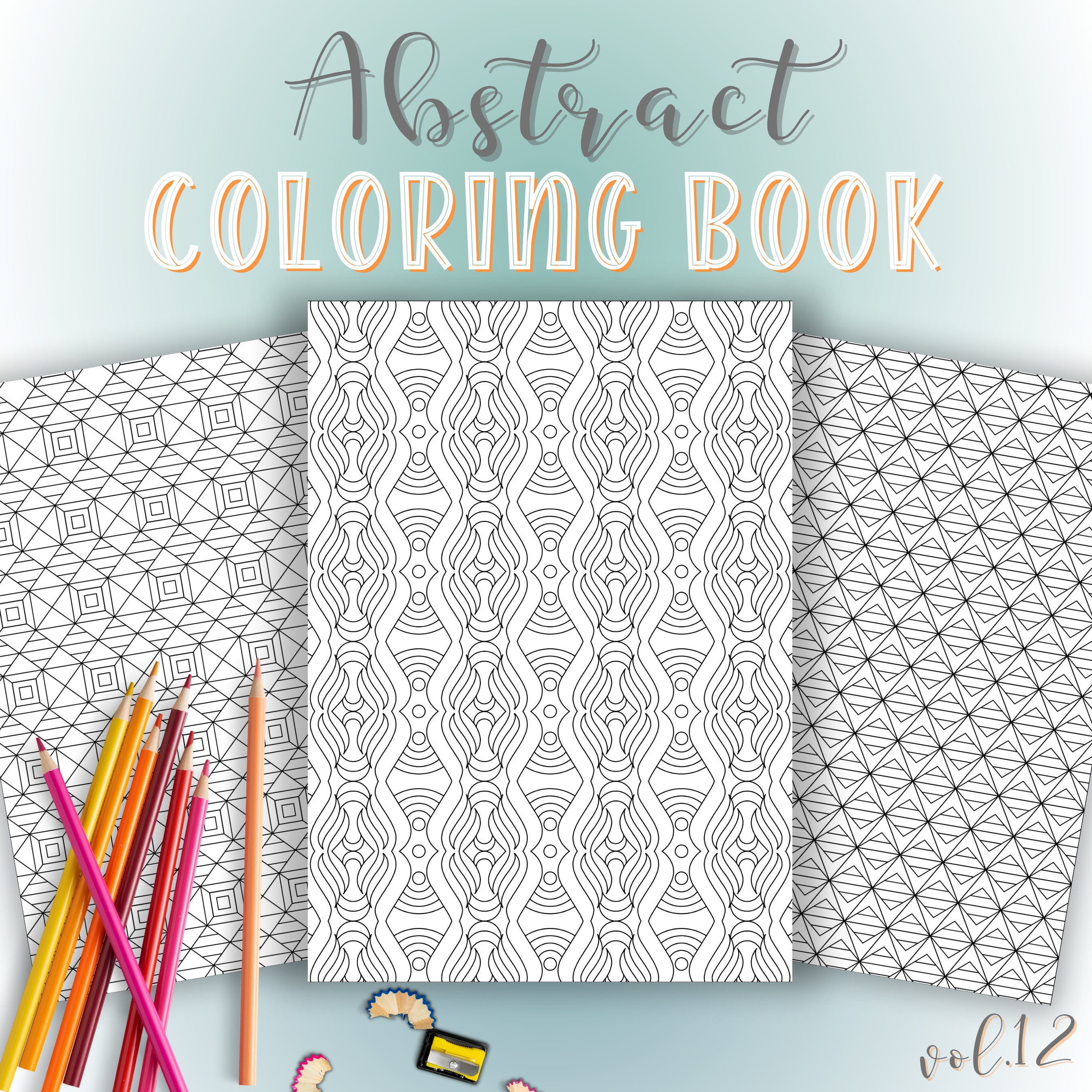 Geometric Shapes Adult Coloring Pages | Stress Coloring Book | Seamless ...