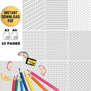 10 Printable Patterns Coloring Pages A4 PDF Coloringshapes - Etsy