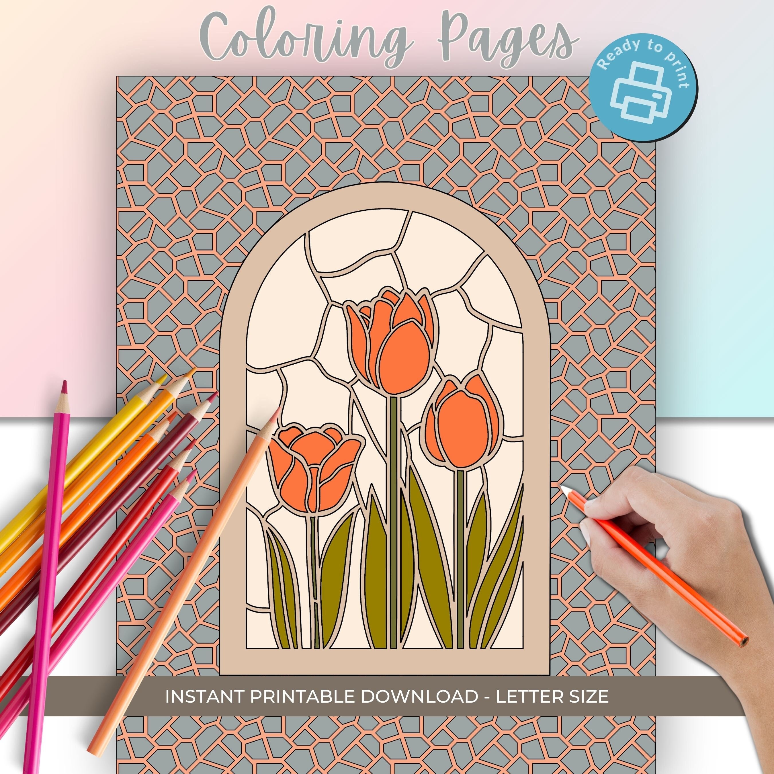 Flower Coloring Pages Floral Coloring Pages Relaxing Stress Relief ...