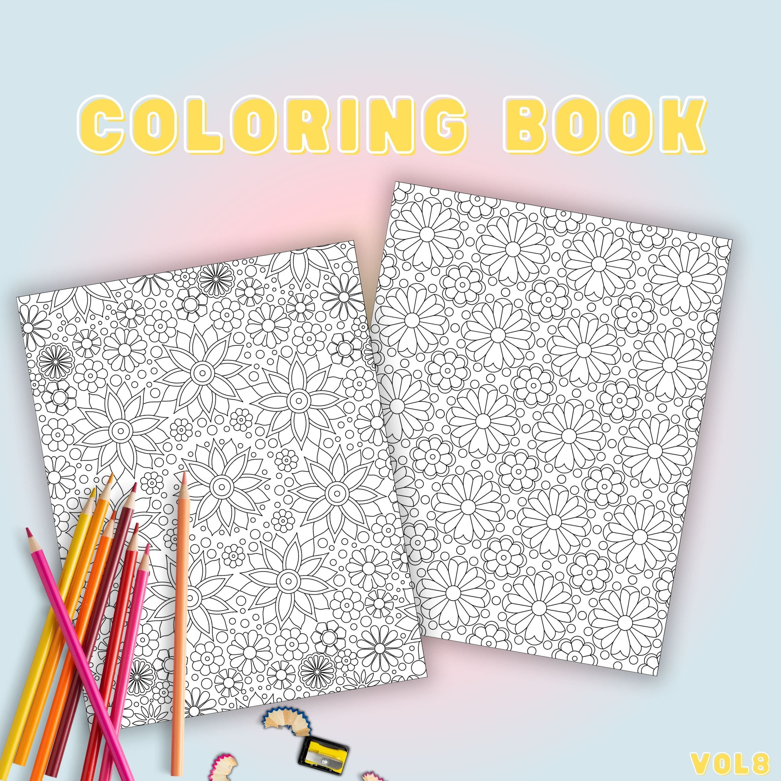 Flower Coloring | Printable Relaxing Stress Relief Coloring | Adult ...
