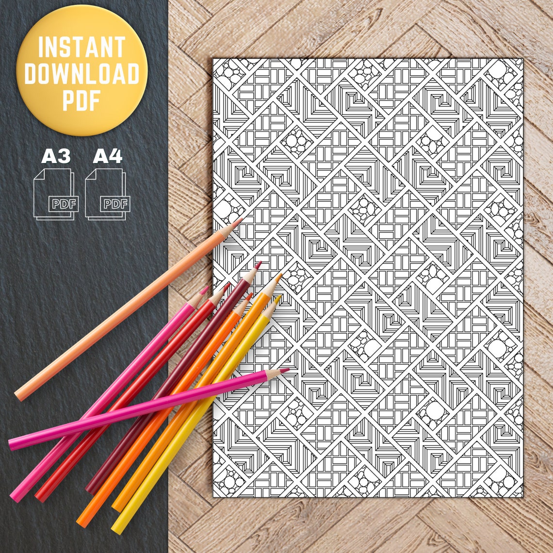 Zendoodle Geometric Art PDF Coloring Different Geometric - Etsy