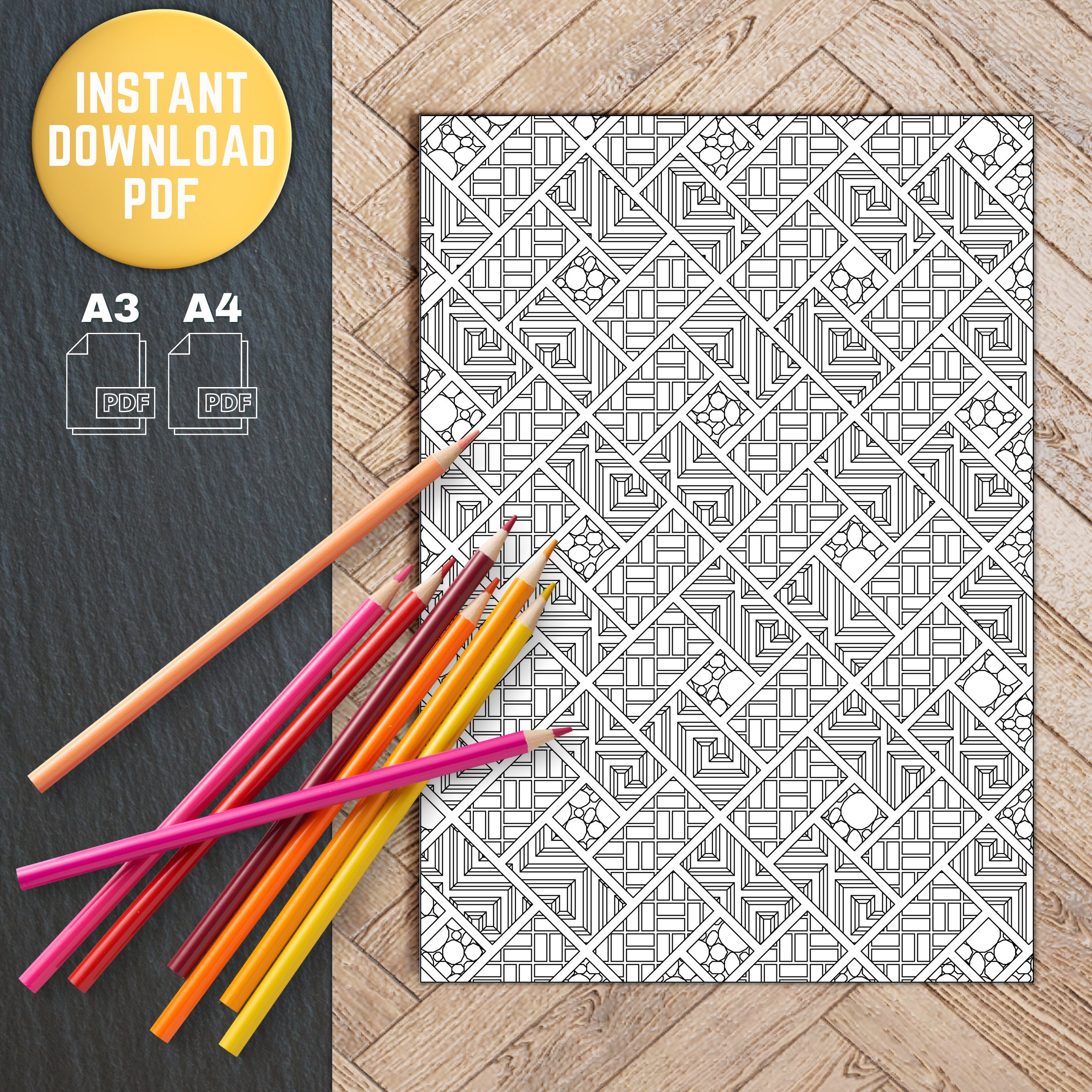 Zendoodle Geometric Art PDF Coloring Different Geometric - Etsy