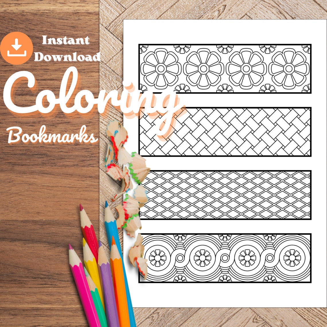 Printable Bookmarks PDF Coloring Cute Bookmark Stress Relief - Etsy