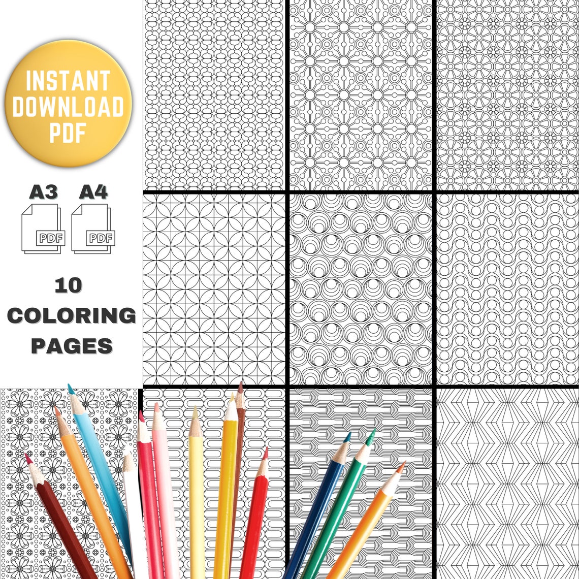 Geometric Design Adult Colouring Book, Geometric Shapes and Pattern ...