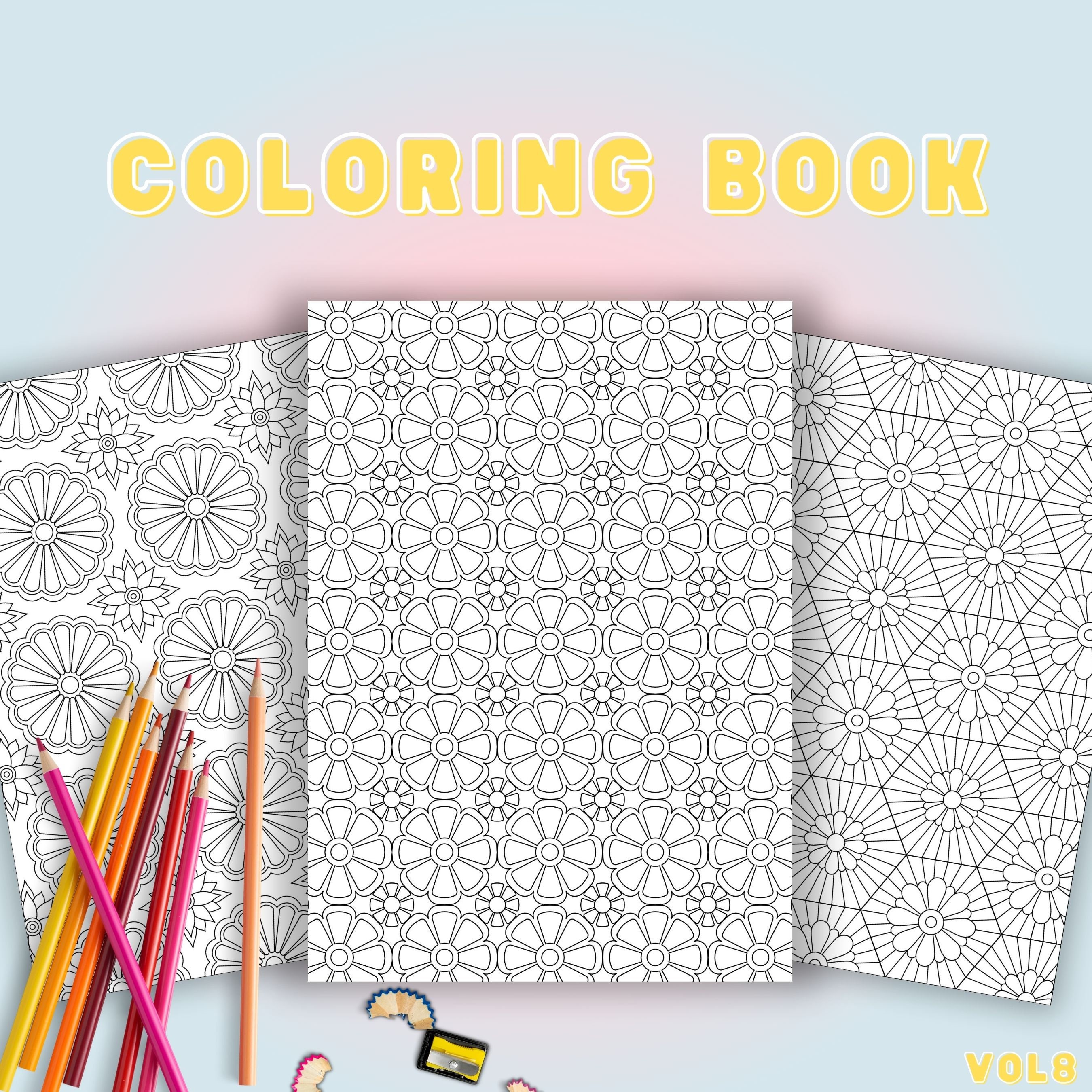 Flower Coloring | Printable Relaxing Stress Relief Coloring | Adult ...