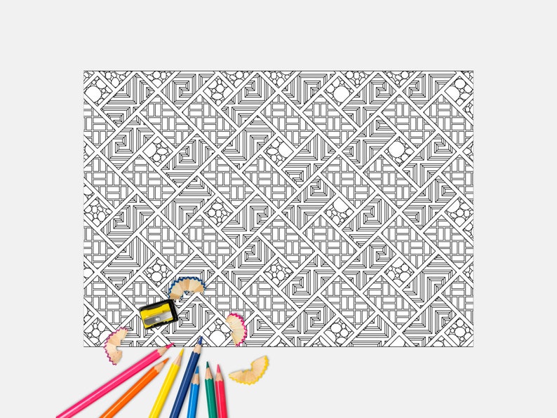 Zendoodle Geometric Art PDF Coloring Different Geometric - Etsy
