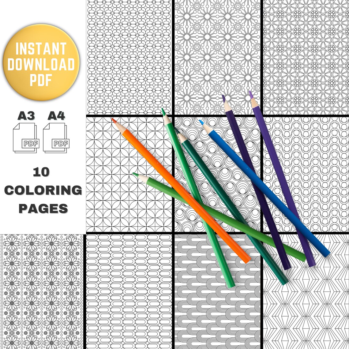 Geometric Design Adult Colouring Book, Geometric Shapes and Pattern ...