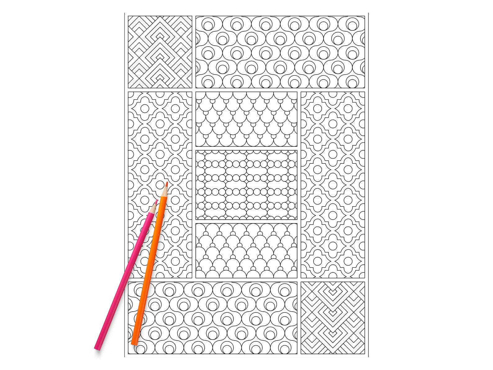 Quilt Pattern Intricate Coloring, Aesthetic Design Anti Anxiety Color ...