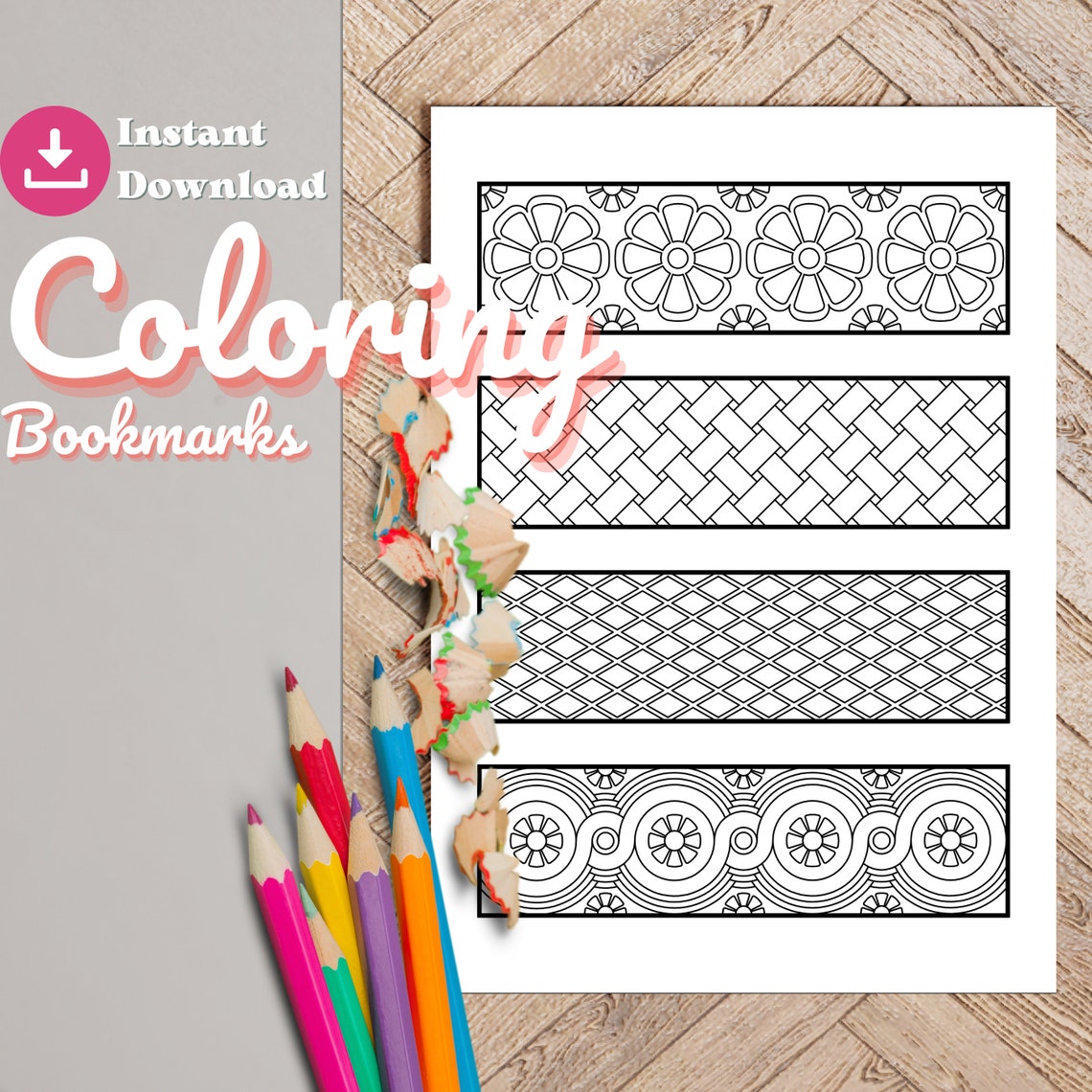 Printable Bookmarks PDF Coloring Cute Bookmark Stress Relief - Etsy