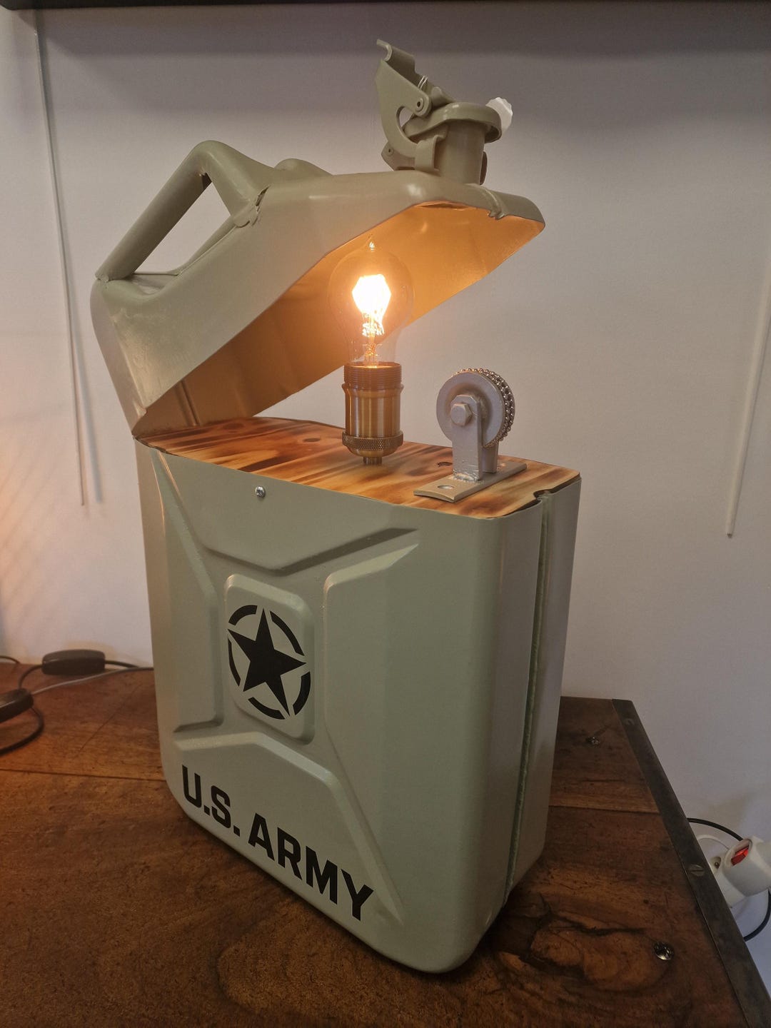 Handcrafted US Army Jerrycan Lamp – Vintage Metal Lighter Lamp – Unique ...