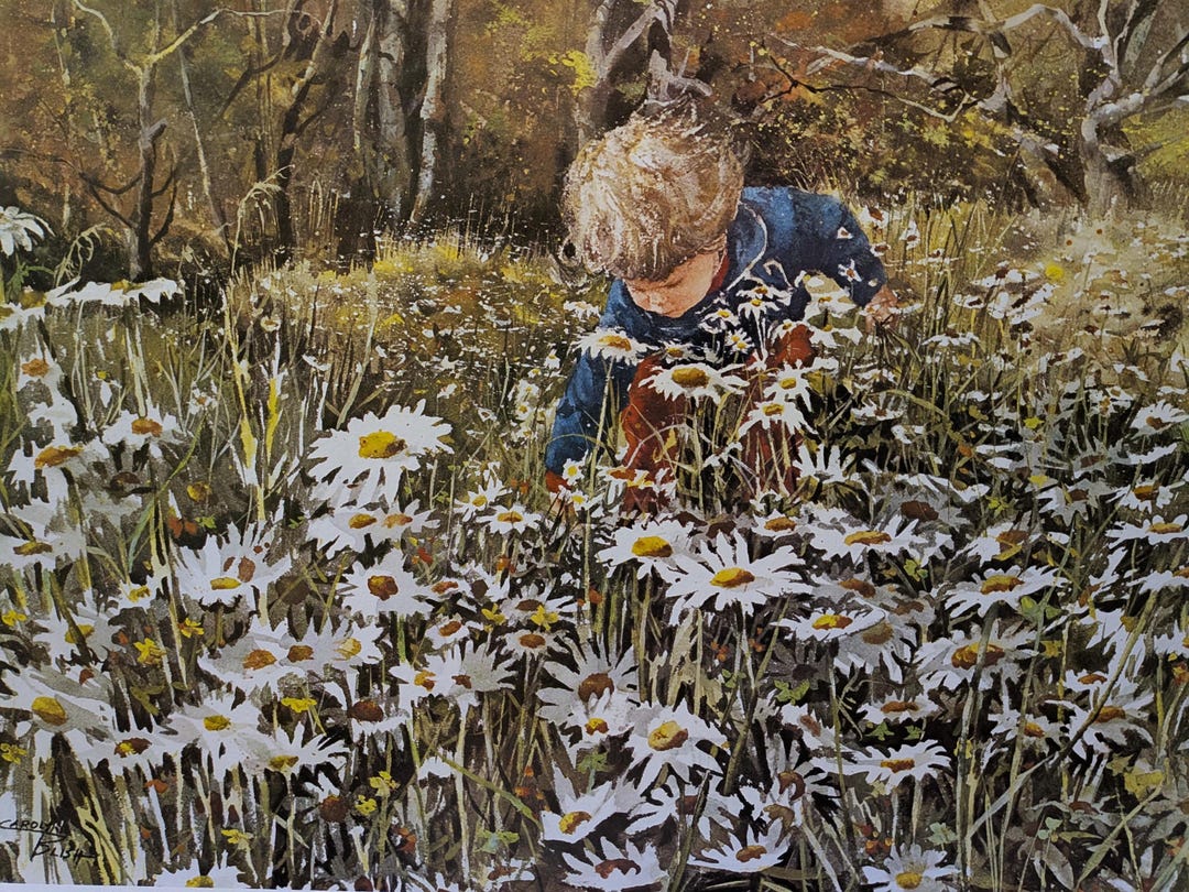 Vintage Lithograph Titled A Sea of Daisies by Carolyn Blish. Published ...