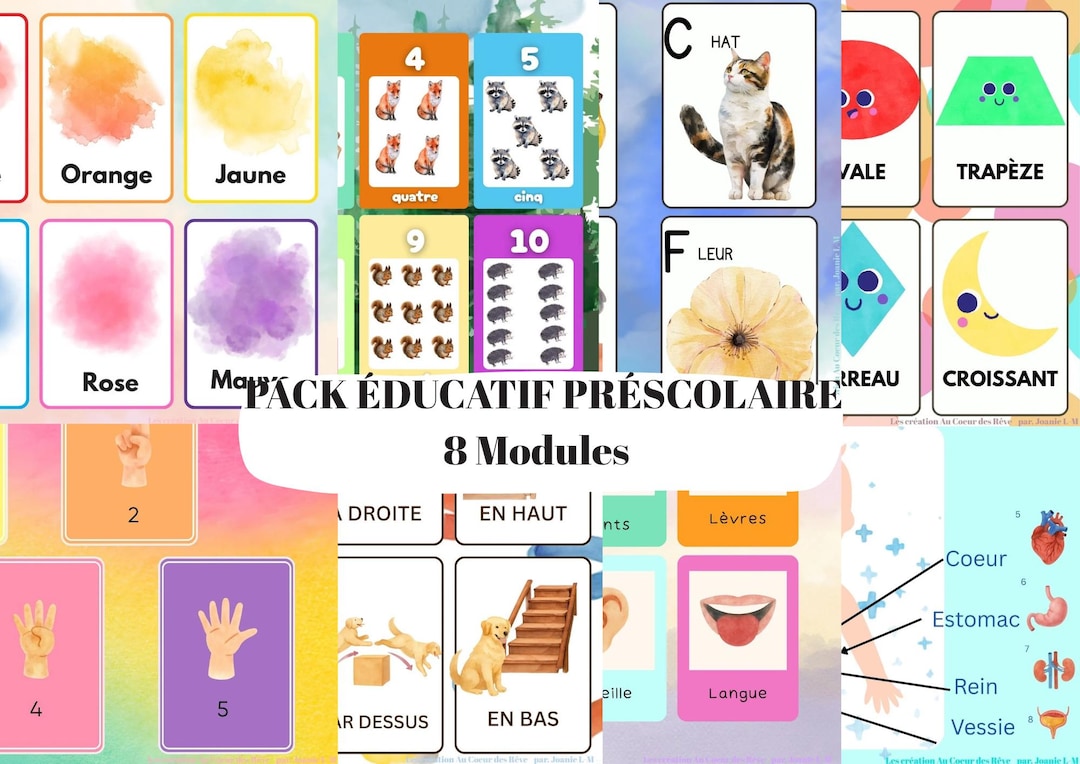 Educational PDF Pack – 8 Preschool Modules: Shapes, Alphabet, Numbers ...