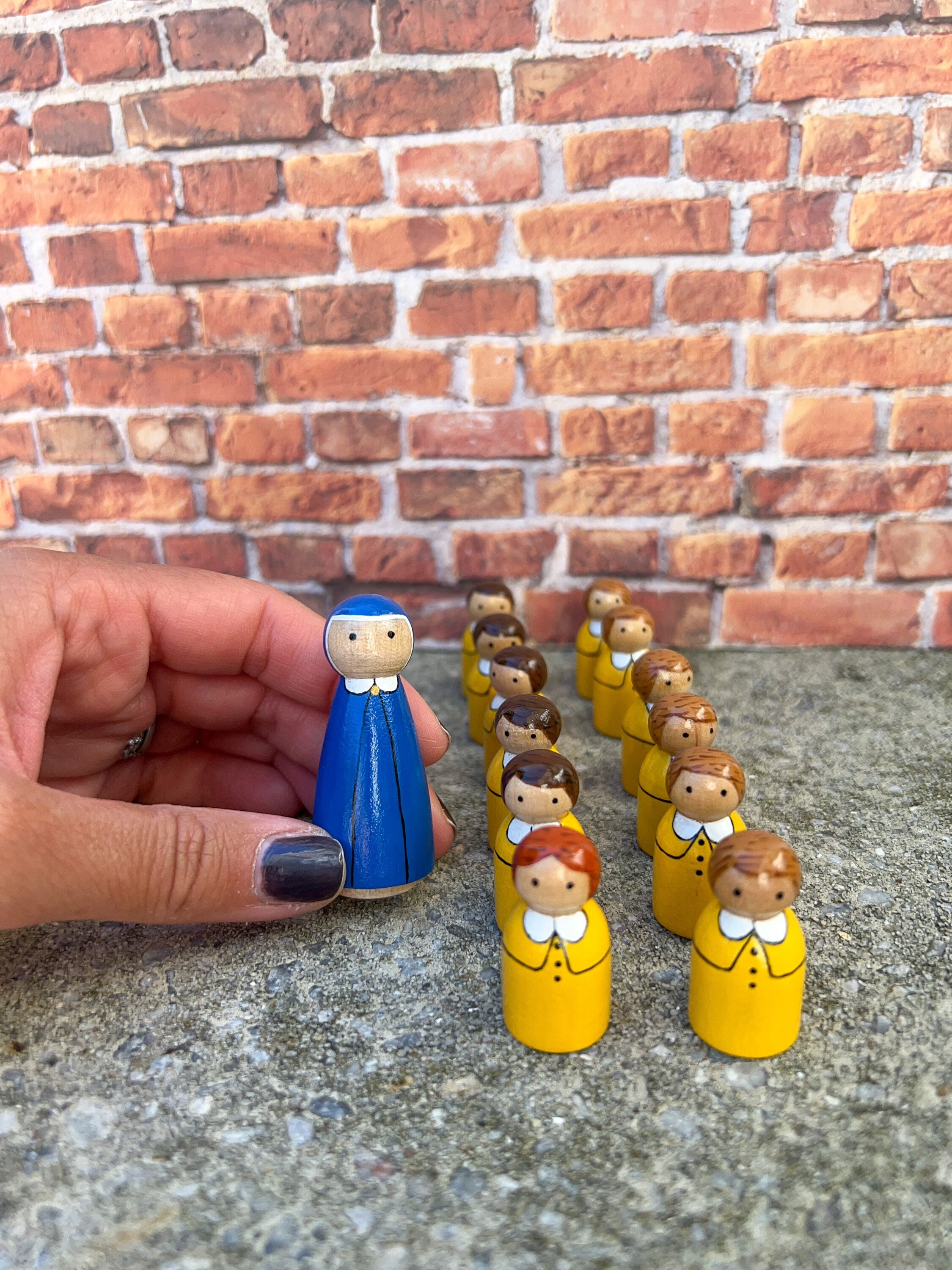 Madeline Inspired, Story Book Character Peg Dolls, Handpainted Peg ...