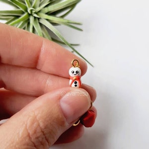 Cute Micro Snowman Christmas Charm With Mini Ring Bell, Hand Sculpted ...