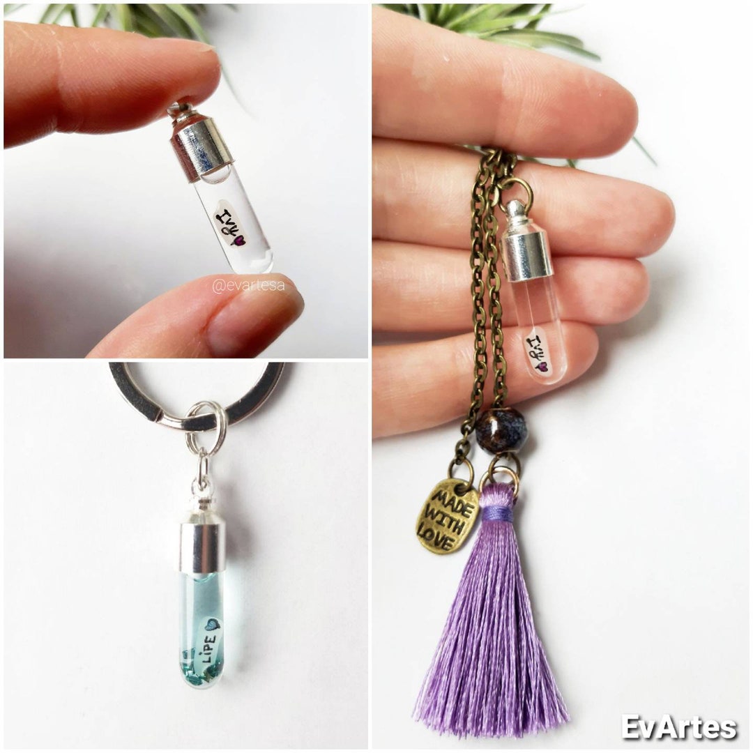Your Name on a Grain of Rice in a Glass Vial Keychain Charm, Custom ...
