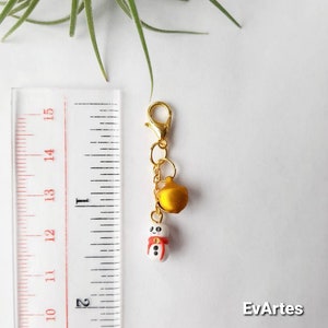 Cute Micro Snowman Christmas Charm With Mini Ring Bell, Hand Sculpted ...