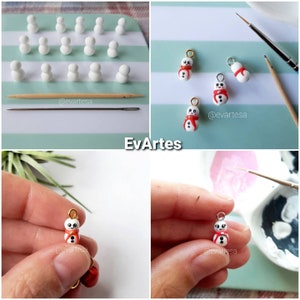 Cute Micro Snowman Christmas Charm With Mini Ring Bell, Hand Sculpted ...