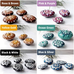 Hand Painted Mini Mandala Stone Pebbles Fridge Magnets Embellished With ...