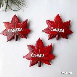 Handmade Canada Maple Leaf Resin Fridge Magnets, Hand Painted Magnet ...