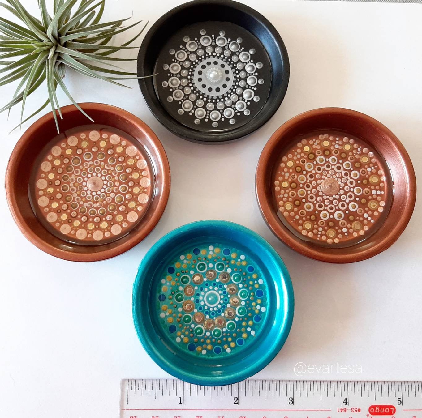 Hand Painted Mini Mandala Ceramic Trinket Ring Dish Embellished With ...