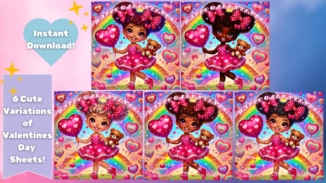 Black Girl Valentine's Day Cards, African American Valentines, Party ...