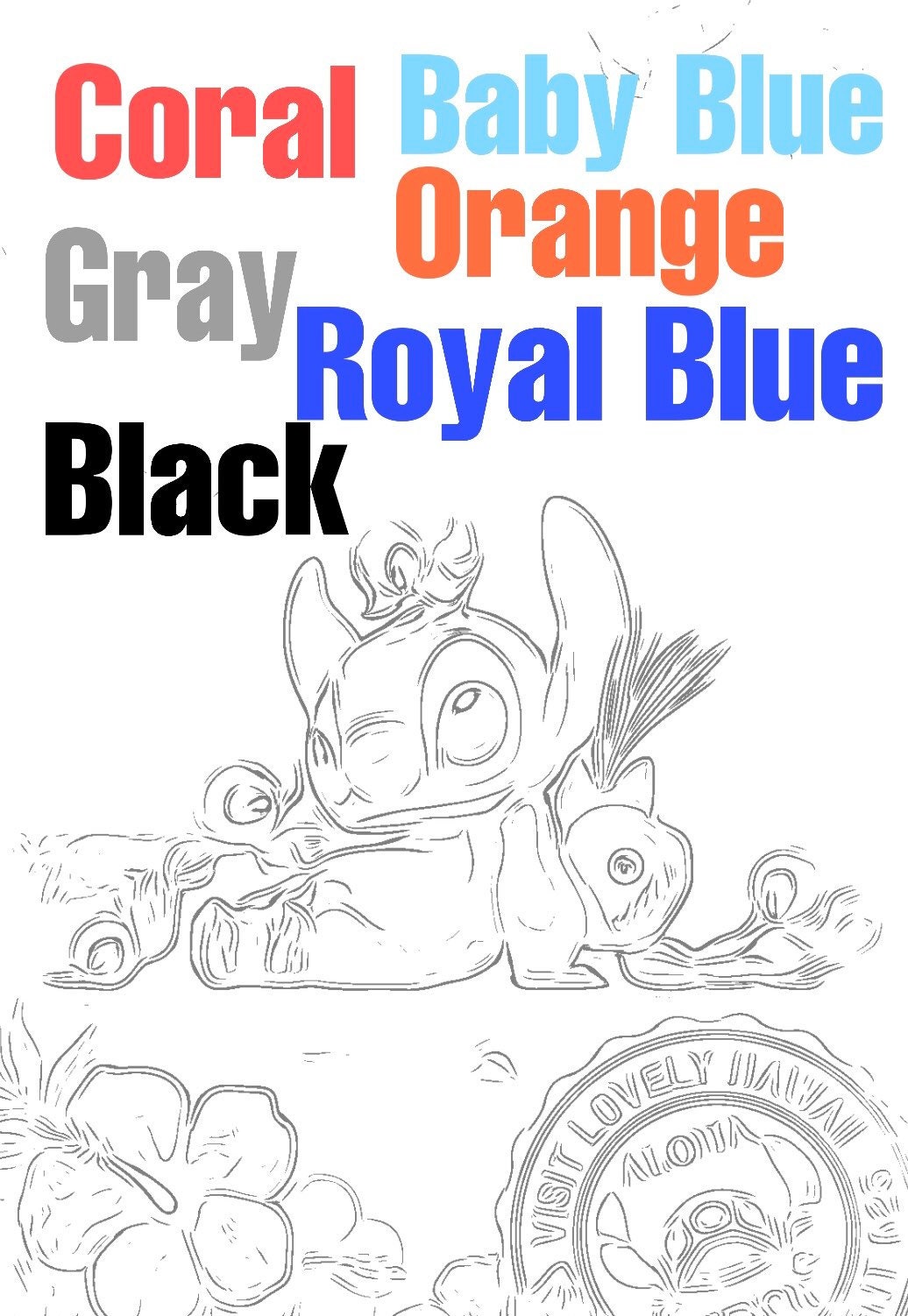 Personalized Name Disney Stitch Wall Art Decor Color Print - Etsy