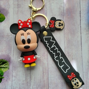 Minnie Mouse Key Wristlets, Disney Keychain Key Fob, Gift for Her ...